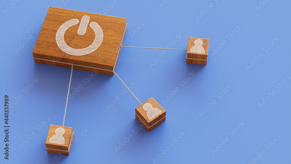 Activate Technology Concept with power Symbol on a Wooden Block. User ...