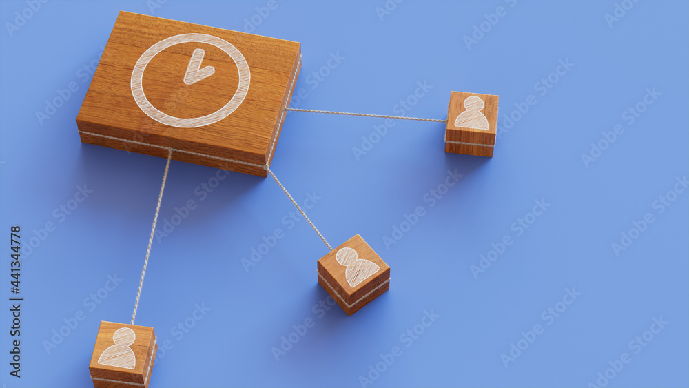 Time Technology Concept with clock Symbol on a Wooden Block. User ...