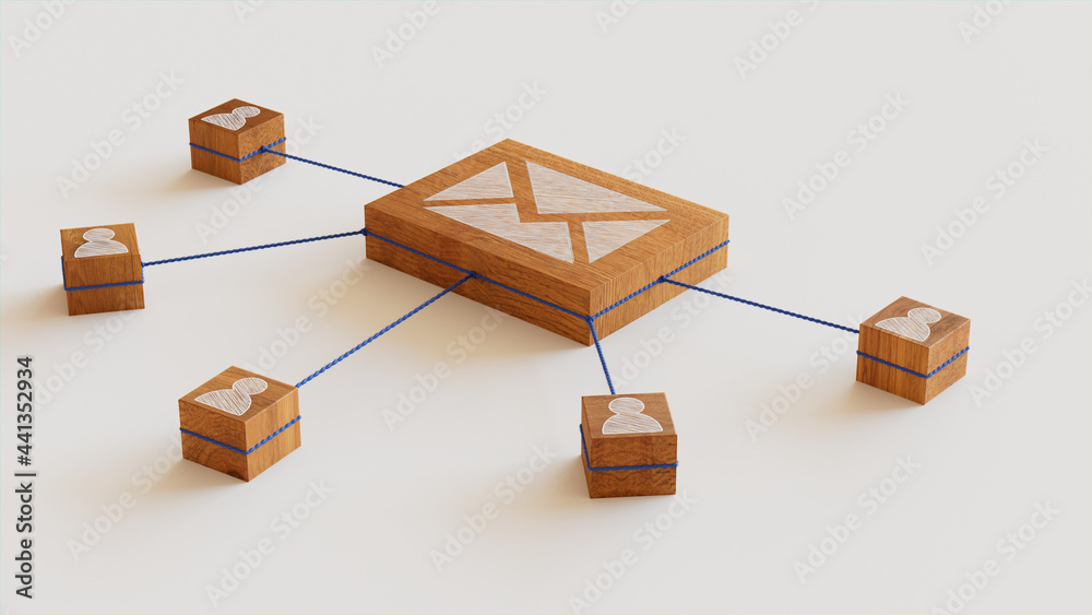 Email Technology Concept with Envelope Symbol on a Wooden Block. User ...