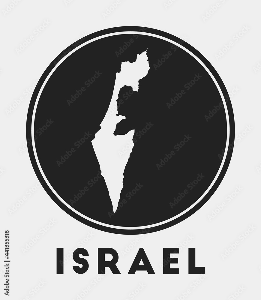 Israel icon. Round logo with country map and title. Stylish Israel ...