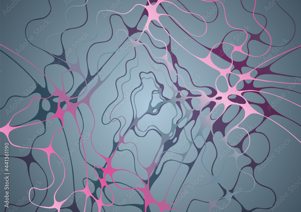 Abstract Molecular Structure Scientific Vector Background With Curve Wavy Lines Intersections