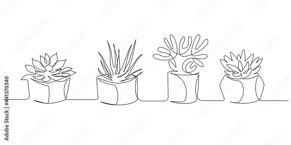 Eco Simple Potted Plant Drawing