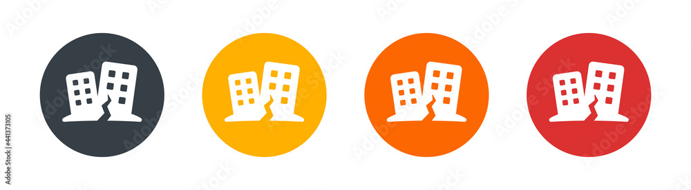 Earthquake icon vector illustration. Building collapse symbol sign ...