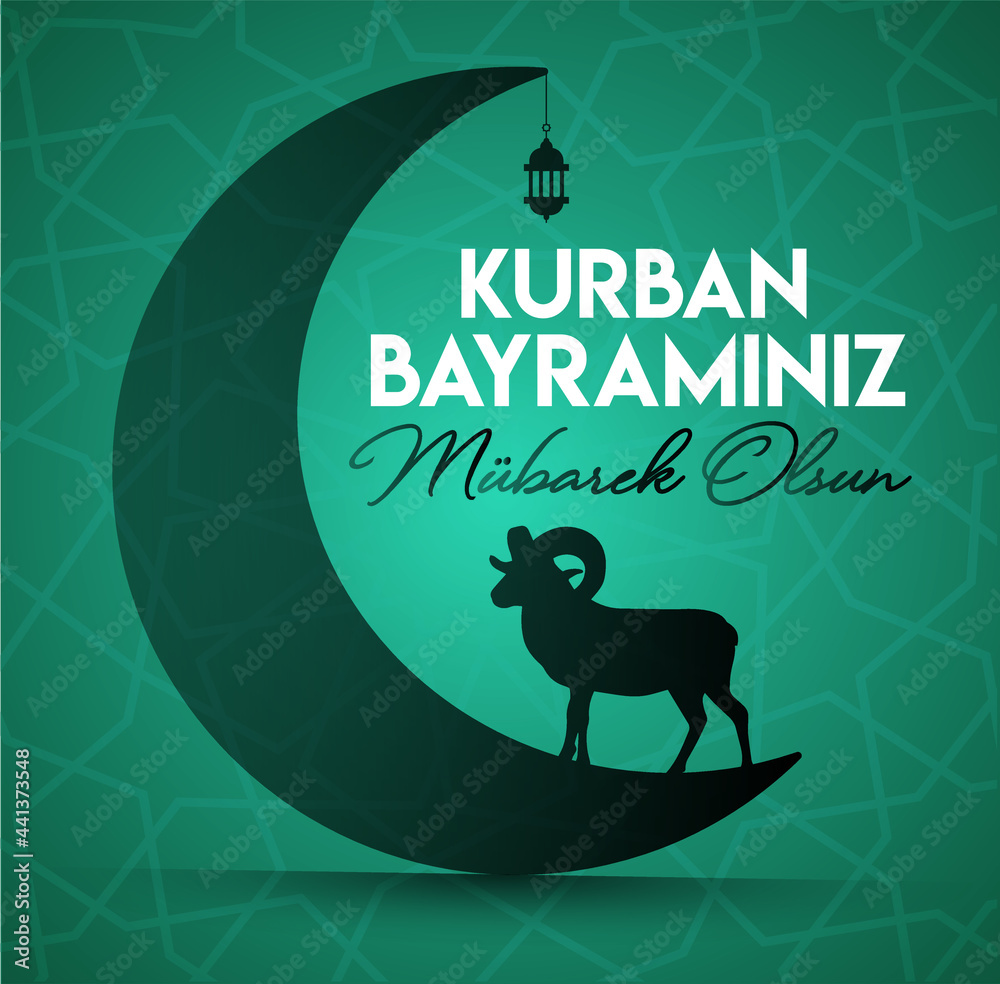 happy eid al-adha. Turkish: kurban bayraminiz mubarek olsun Stock ...