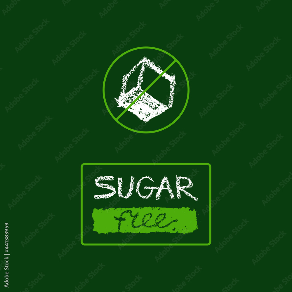 Sugar-free label. Hand written lettering sugar free for organic food ...