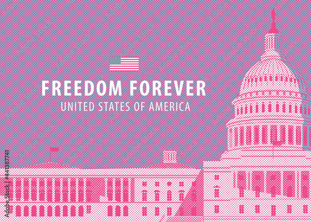 Vector banner or card with the words Freedom forever and image of the ...