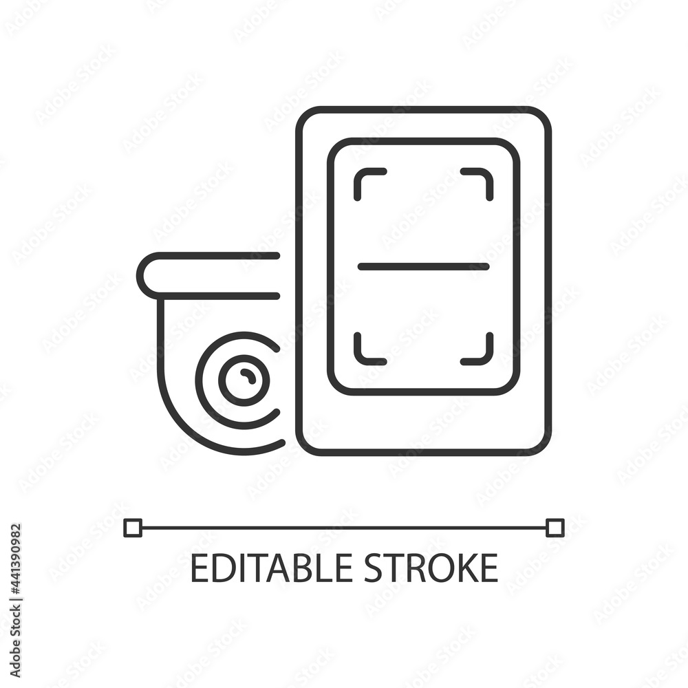 Remote monitoring with surveillance system linear icon. Providing ...