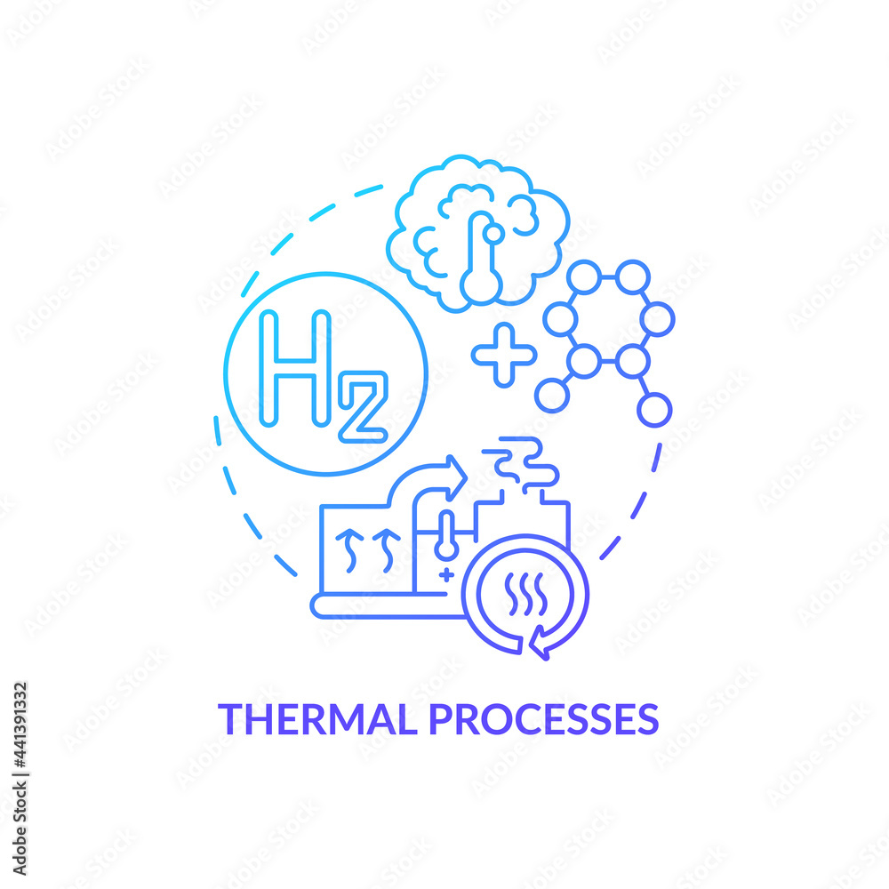 Thermal processes concept icon. Hydrogen fuel production abstract idea ...