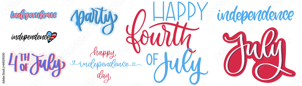 Independence day lettering collection. 4th of July calligraphy ...