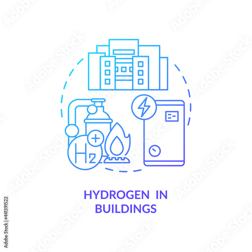 Hydrogen in buildings concept icon. Use renewable energy abstract idea ...