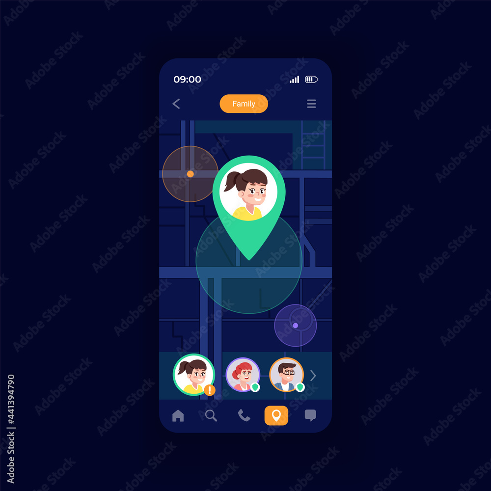 Vecteur Stock Family navigator smartphone interface vector template ...