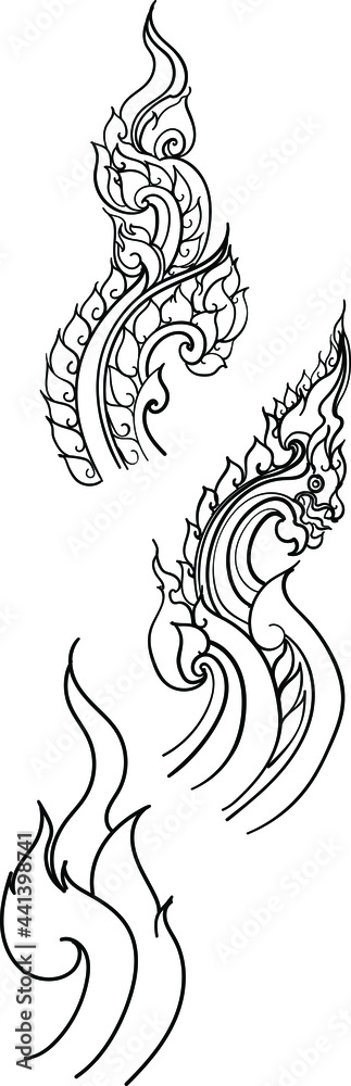 Thai wave design Japanese tyle.Japanese wave dawn from Line Thai style ...