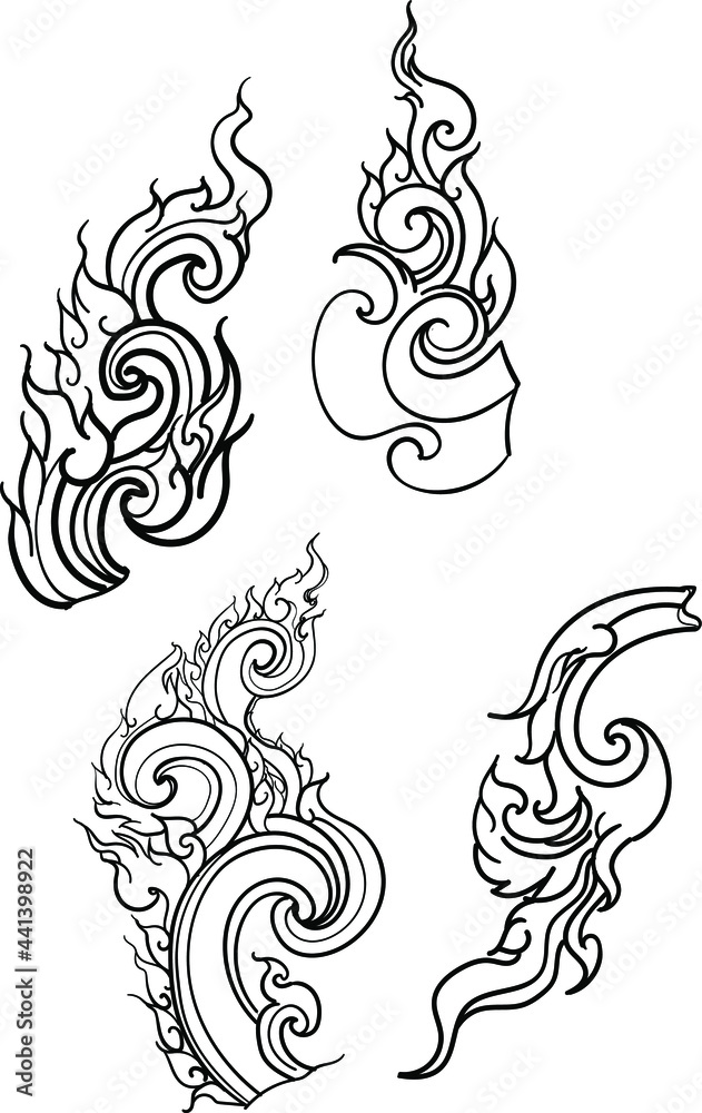 Thai wave design Japanese tyle.Japanese wave dawn from Line Thai style ...