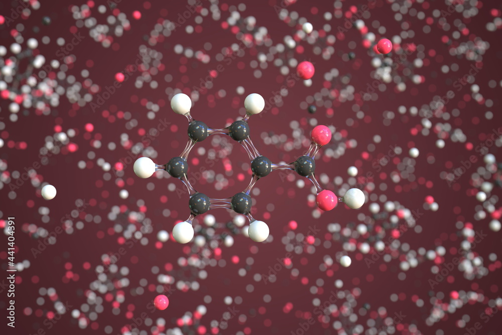 Molecule of benzoic acid, conceptual molecular model. Conceptual 3d ...
