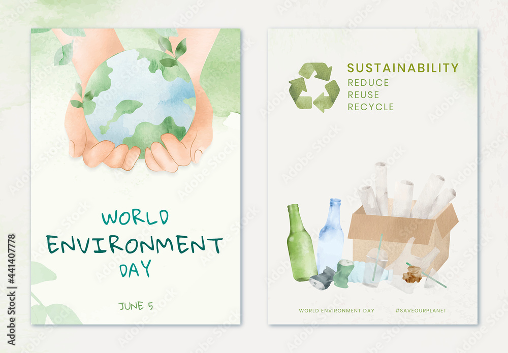 Editable Environment Poster Layout in Watercolor Stock Template | Adobe ...