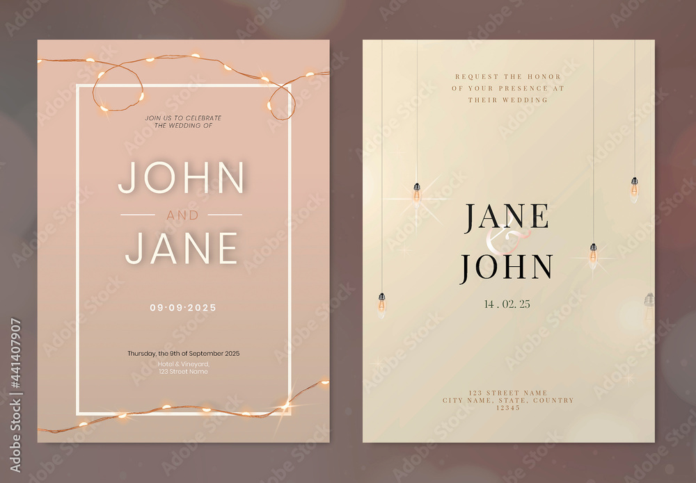 Wedding Invitation Card Editable Layout with Beautiful Light theme ...