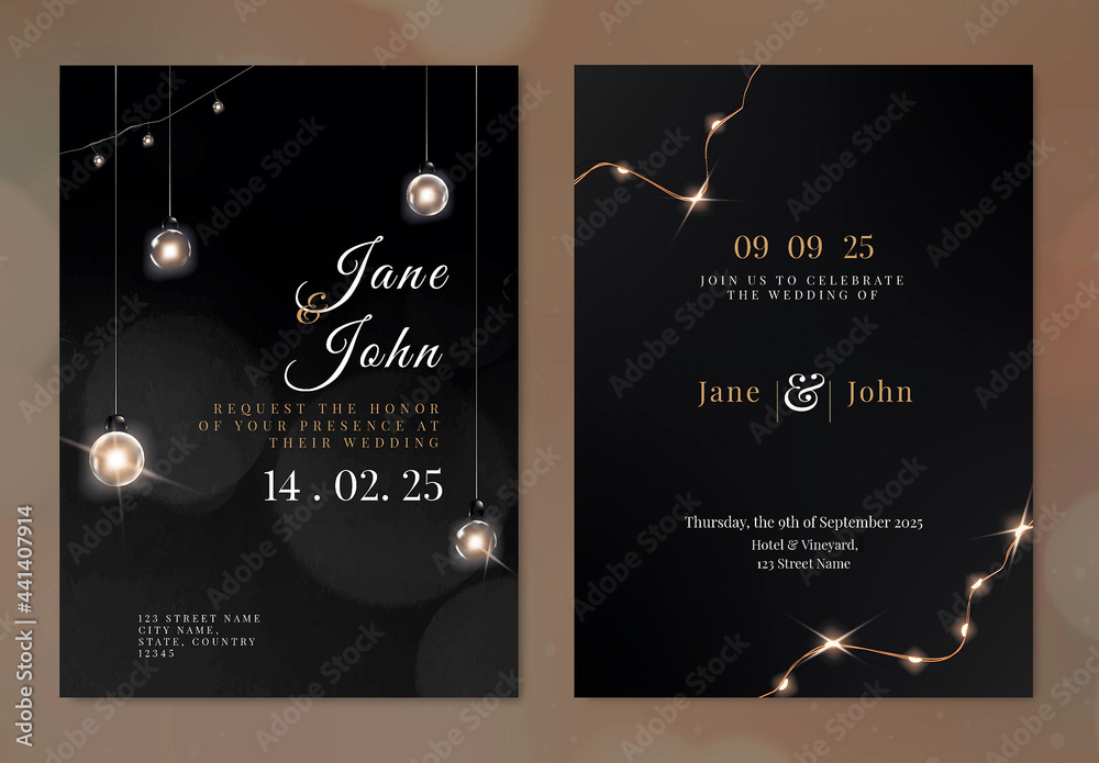 Wedding Invitation Card Editable Layout Stock Template | Adobe Stock