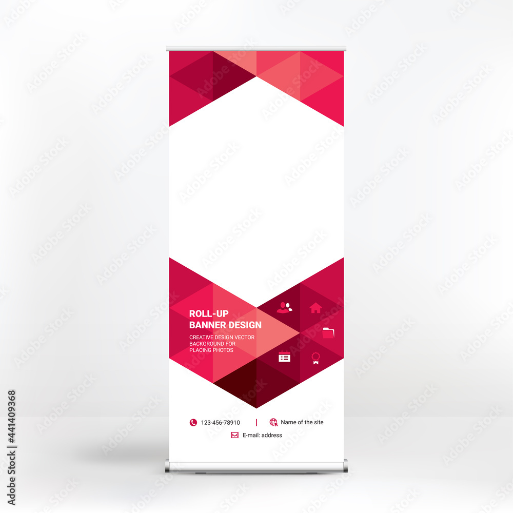 Roll-up banner design, creative background of graphic shapes, modern ...