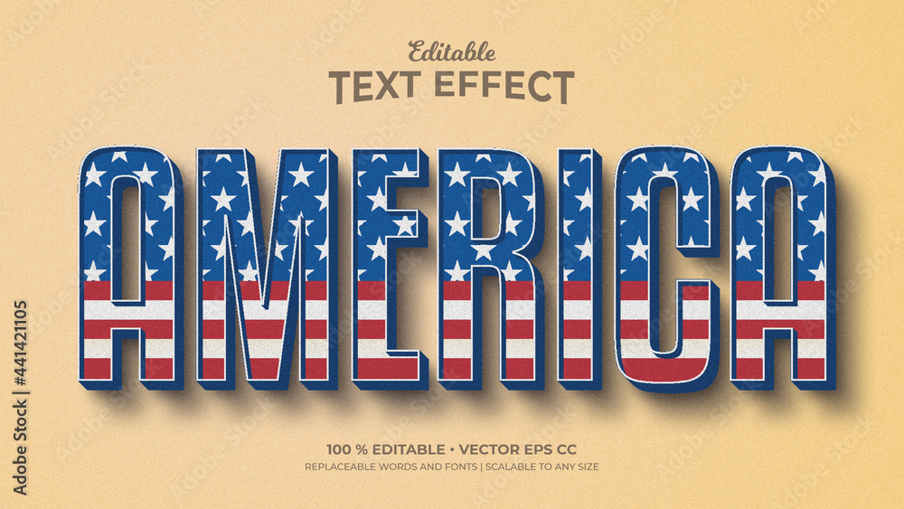 Vintage Text Effects, Editable Text Style - America Flag Pattern Stock ...