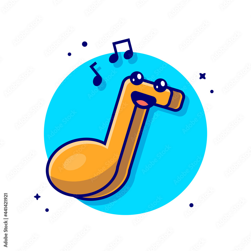Cute Kawaii Music Note Cartoon Vector Icon Illustration. Recreation ...