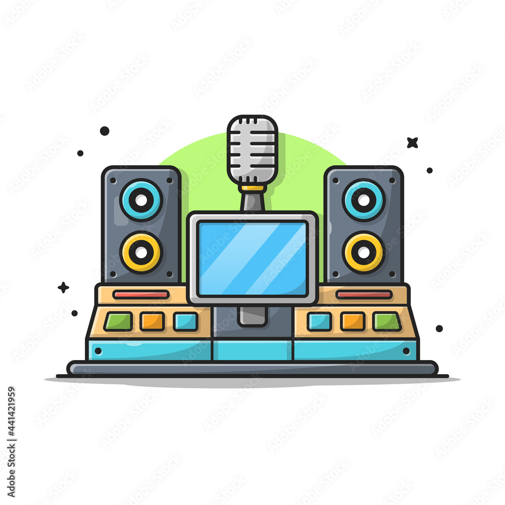 Modern Recording Industry Studio with Speaker And Microphone Cartoon ...