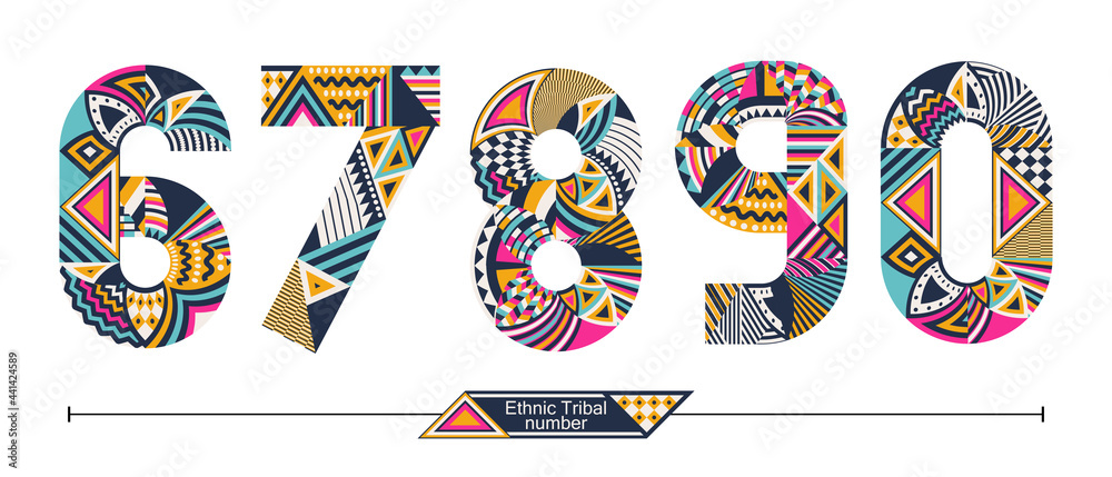 Number Ethnic tribal style in a set 67890 Stock Vector | Adobe Stock