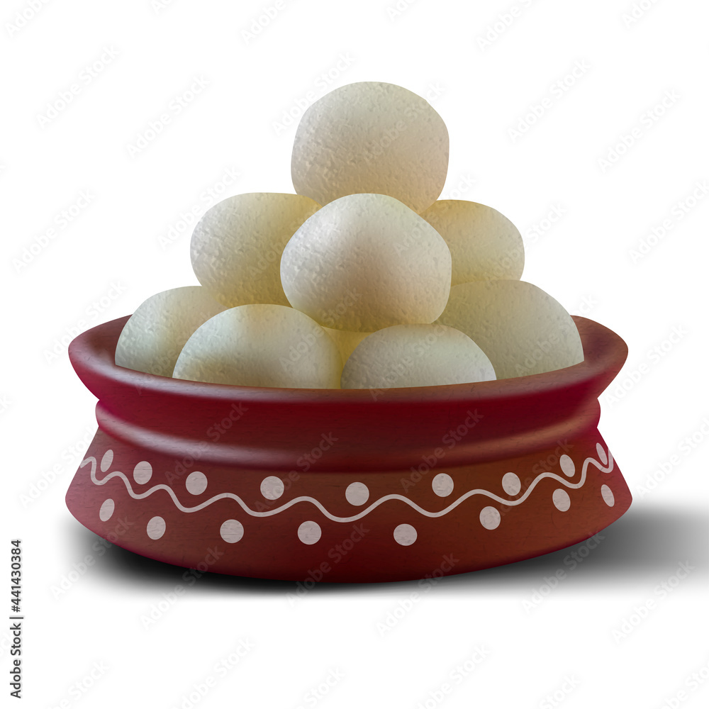 Rasgulla Bengali Sweet Realistic Illustration Stock Vector | Adobe Stock