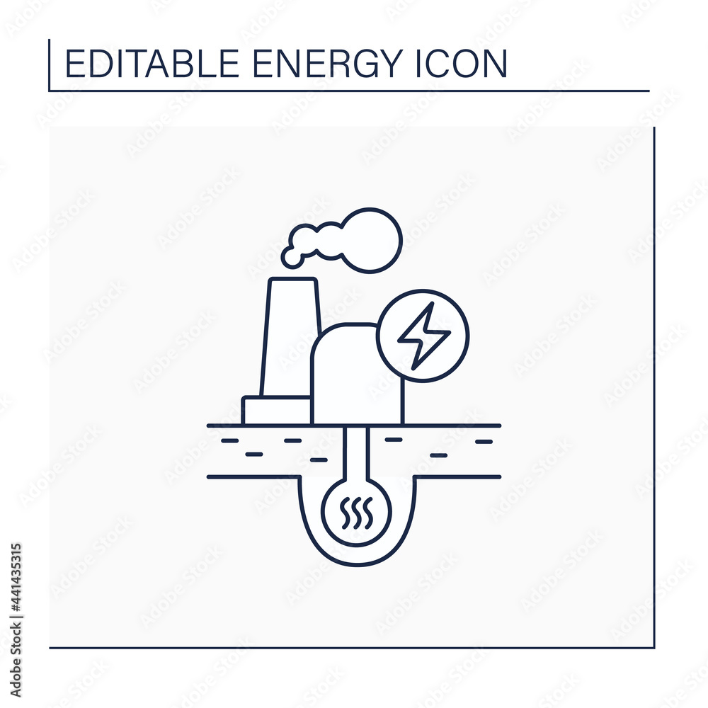 Geothermal power line icon. Geothermal energy. Dry steam,flash steam ...
