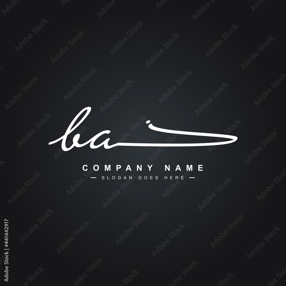 Initial Letter BA Logo - Handwritten Signature Logo Stock Vector ...
