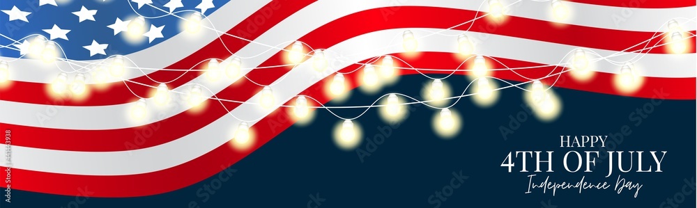 Happy 4th of July banner or header. USA Independence Day simple design ...