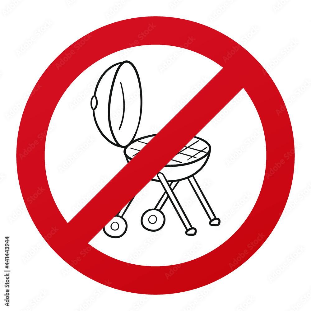 No BBQ Symbol Isolated on White Background. Food Vector Illustration ...