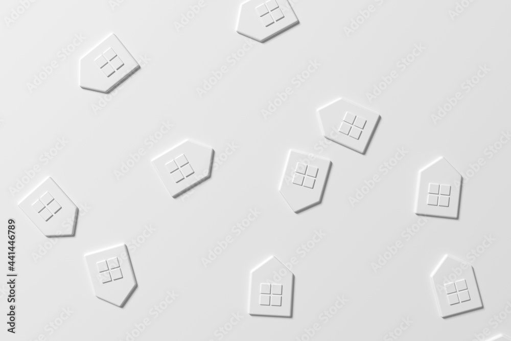 White architectural background with icons of houses. Concept for a real ...