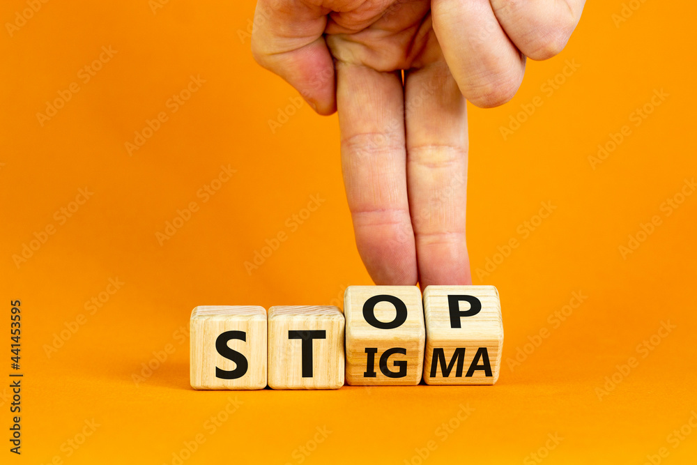 Stop stigma symbol. Doctor turns cubes with words stop stigma ...