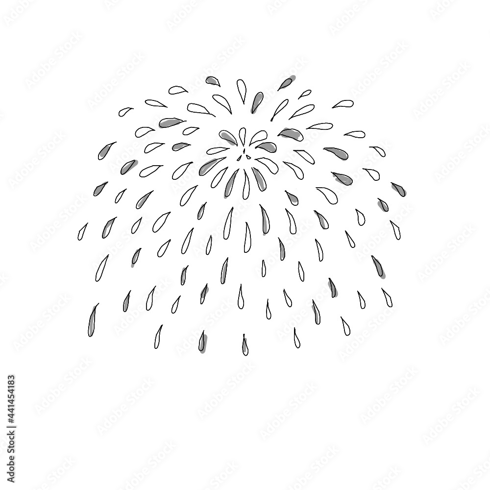 hand drawn illustration of fireworks in simple icon drawing Stock ...