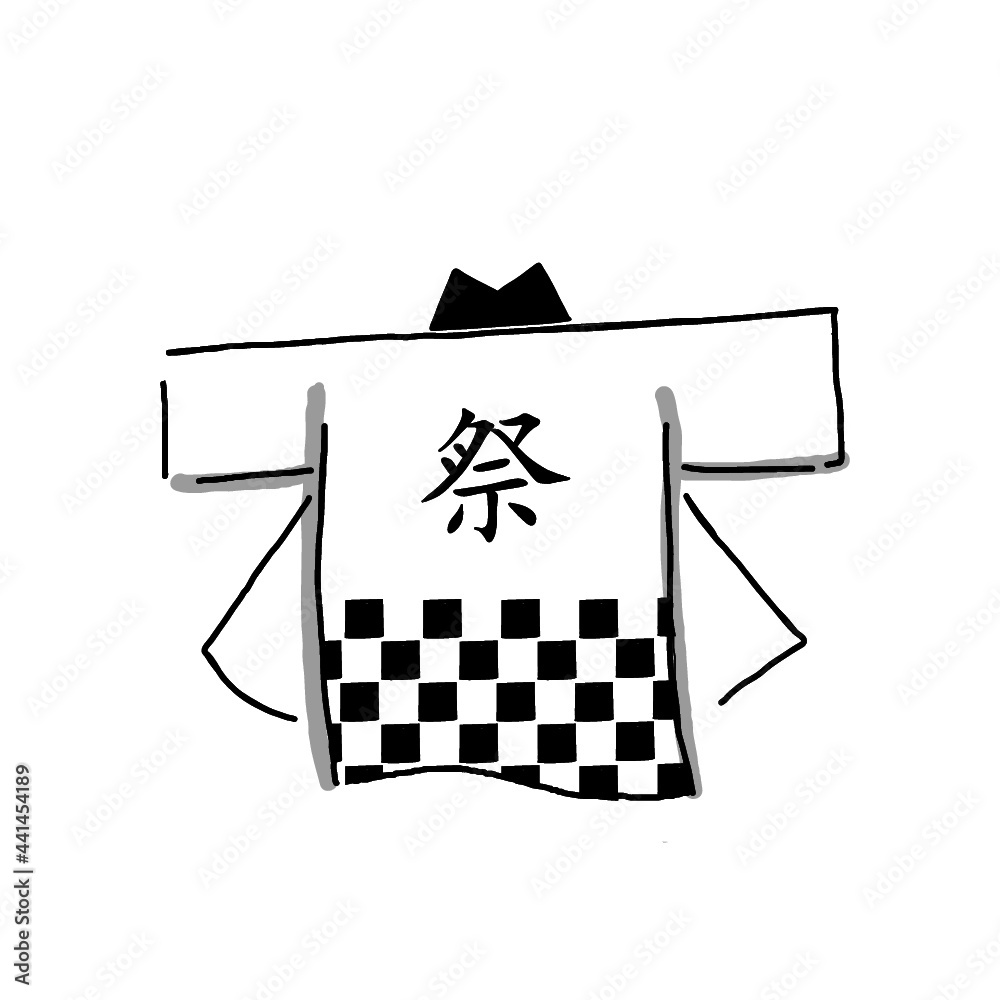 Hand Drawn Illustration Of Japanese Summer Festival Jacket Of Back With hand-drawn-illustration-of-japanese-summer-festival-jacket-of-back-with