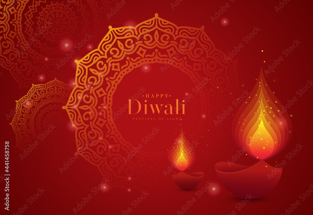 Diwali Festival Background with Round Floral Ornament - Diwali ...