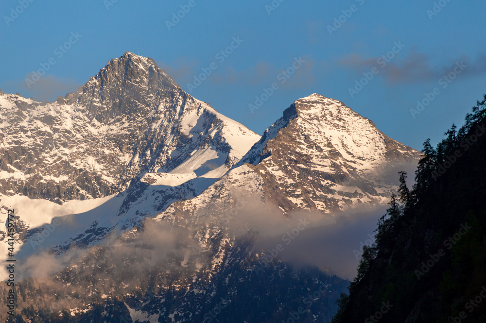 Mountain peak on the italian alps in Valle d'Aosta on the trekking ...