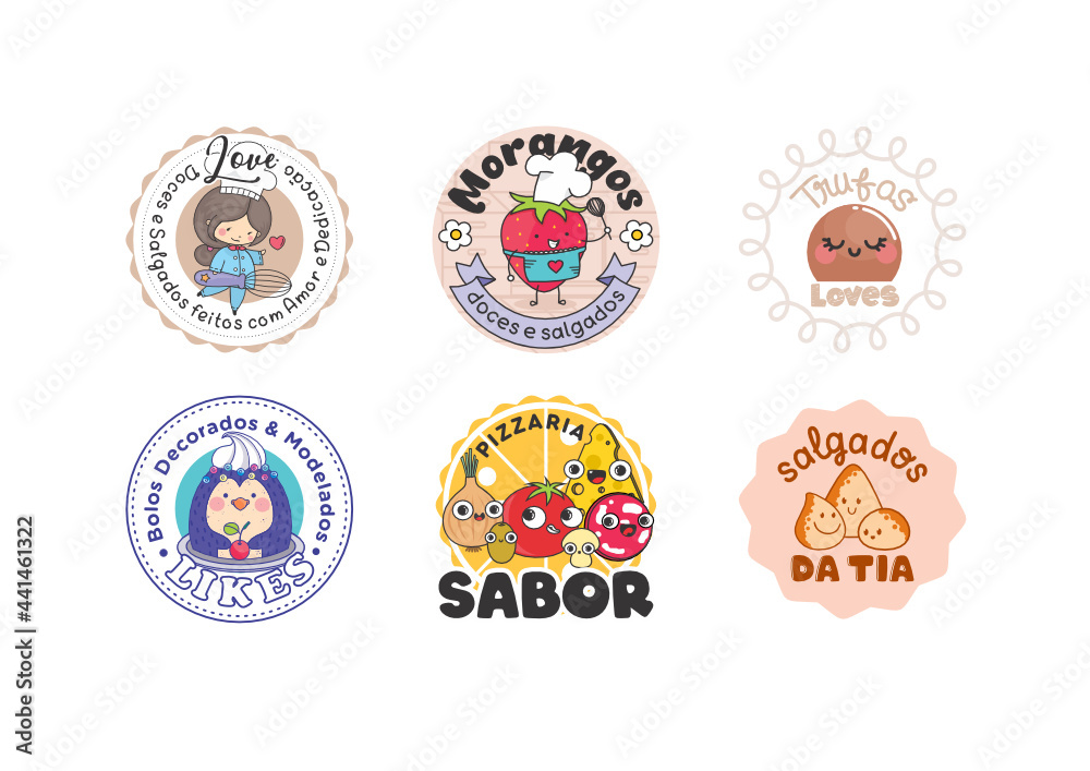 Vetor de Etiquetas, Tags, Adesivos, Logo Salgados, Logotipo, logomarca ...