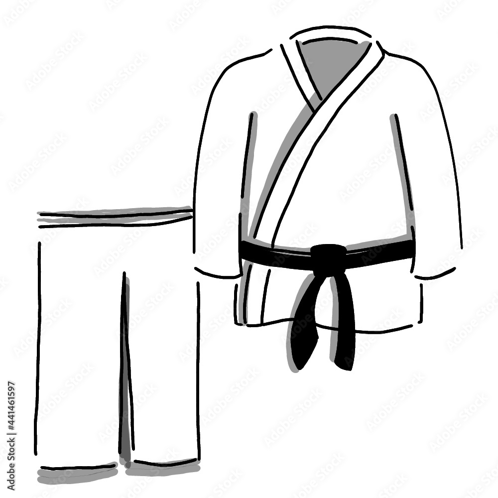 Hand drawn illustration of Judo the Japanese martial art uniform in ...