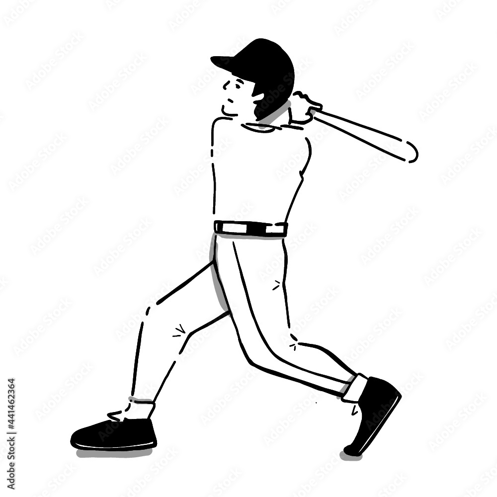Hand drawn illustration of baseball player in simple icon drawing Stock ...