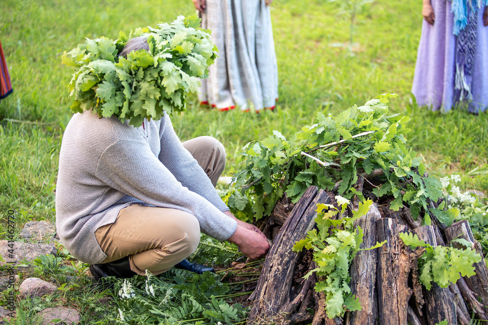 The celebration of the pagan Slavic holiday of Ivan Kupala Day or ...