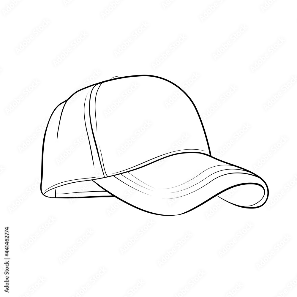 Baseball Hat Outline Drawing Vector Baseball Hat Baseball Cap Outline