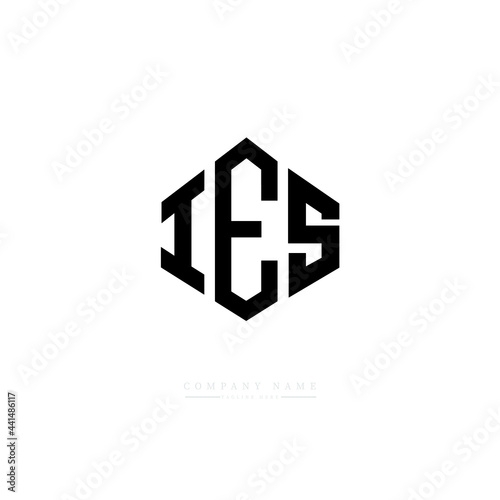 IES letter logo design with polygon shape. IES polygon logo monogram ...