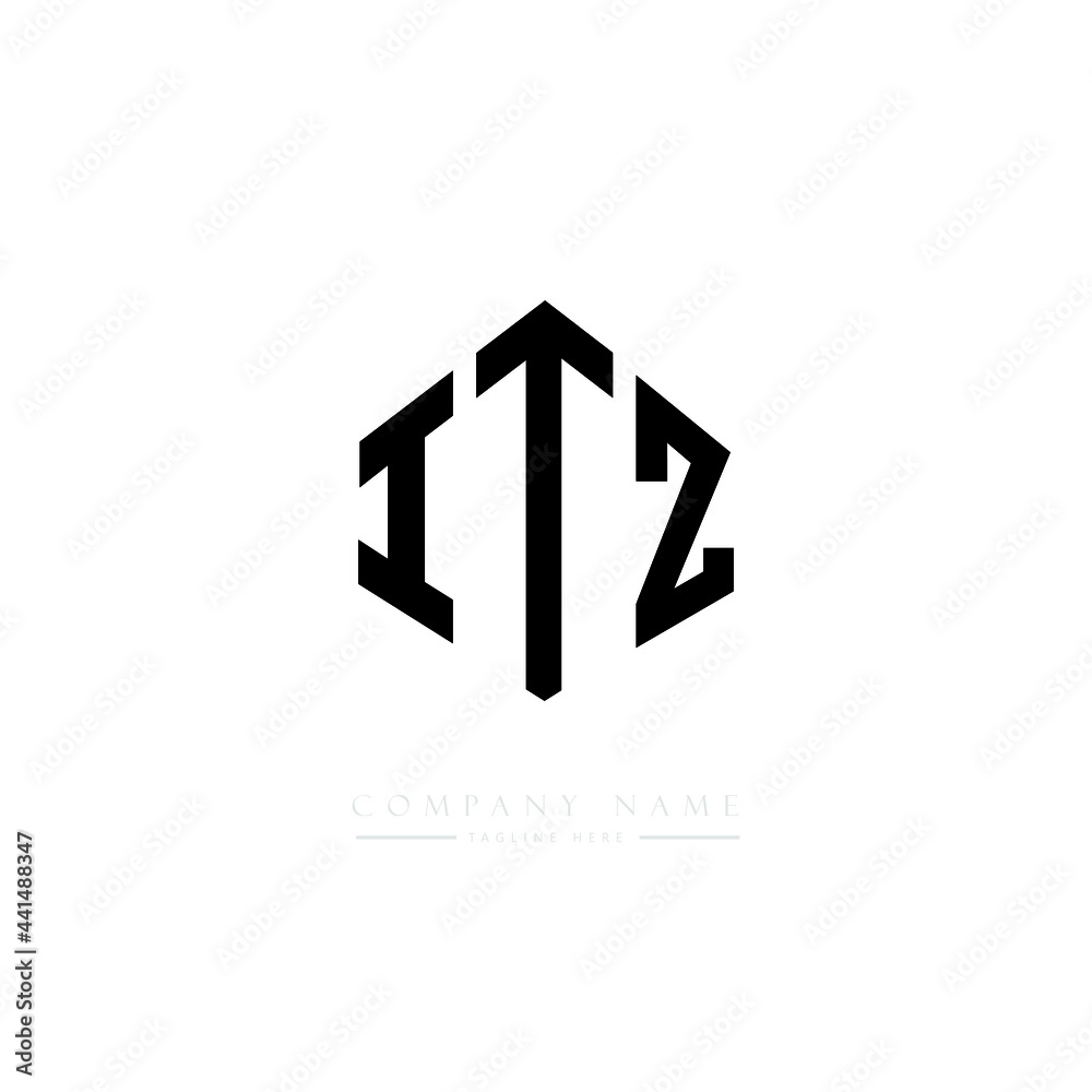Vetor de ITZ letter logo design with polygon shape. ITZ polygon logo ...
