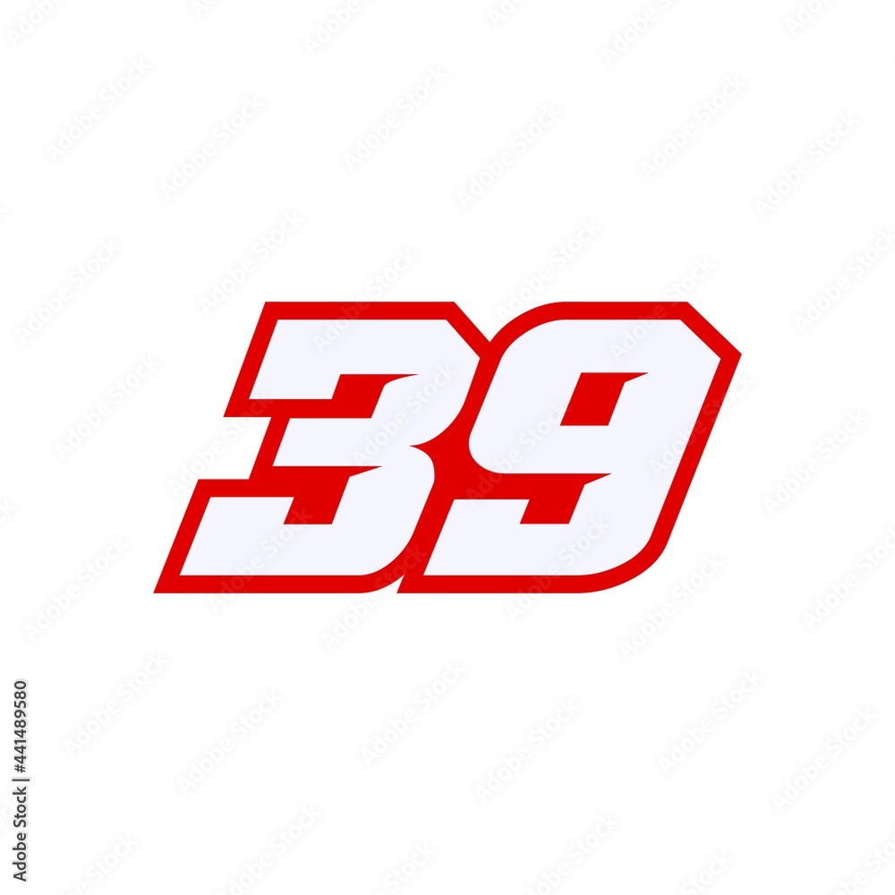 Racing star number 39 isolated on white background Stock Vector | Adobe ...