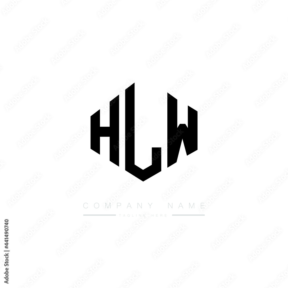 HLW letter logo design with polygon shape. HLW polygon logo monogram ...