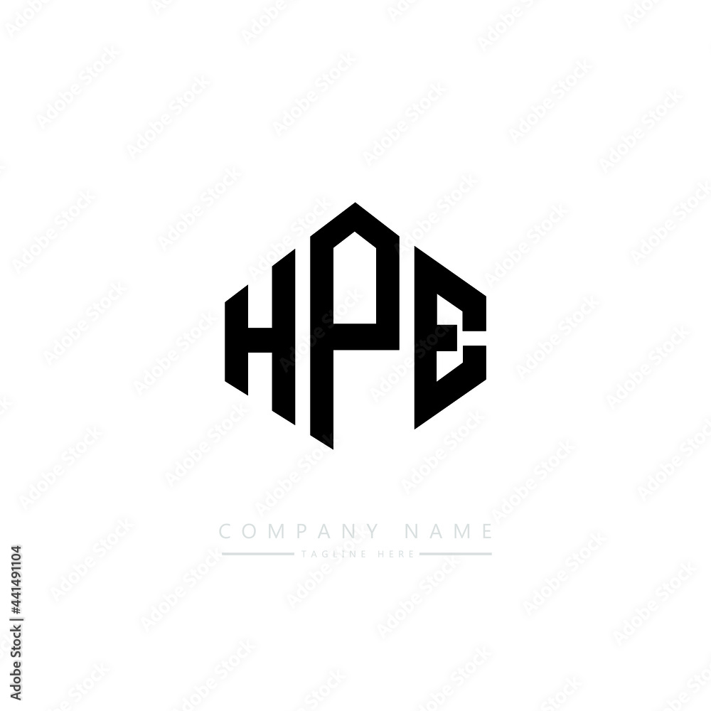 HPE letter logo design with polygon shape. HPE polygon logo monogram ...