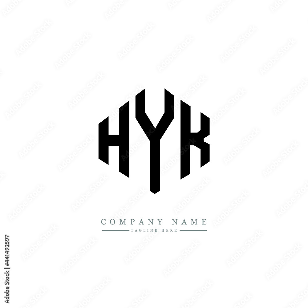 HYK letter logo design with polygon shape. HYK polygon logo monogram ...