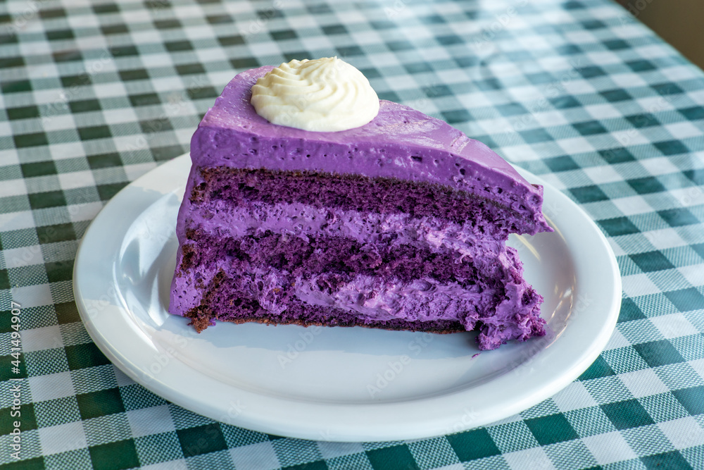 Ube cake dessert Stock Photo | Adobe Stock