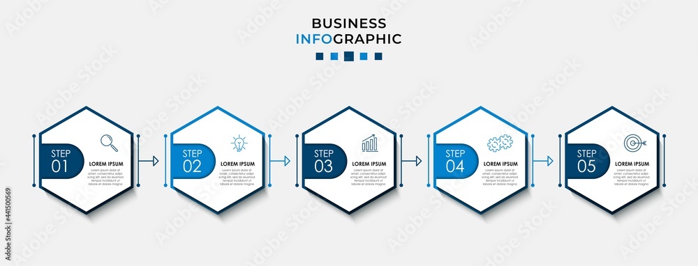 Vector Infographic design business template with icons and 5 options or ...